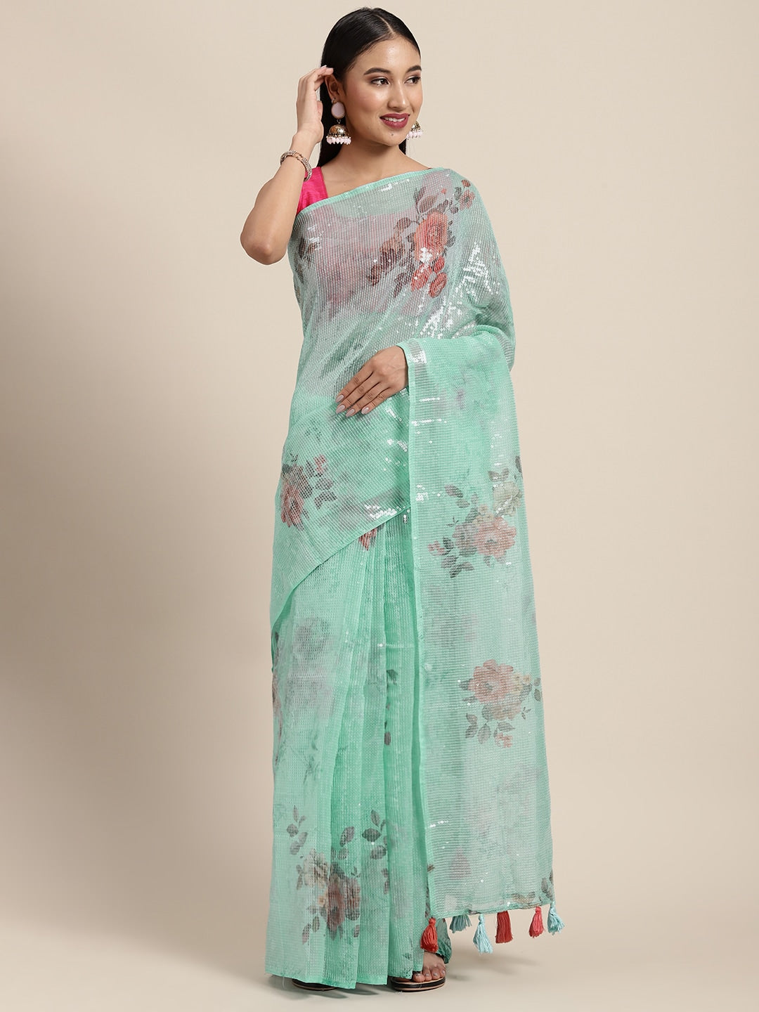 Neeru's Blue Color Organza Fabric Saree – neerus-india