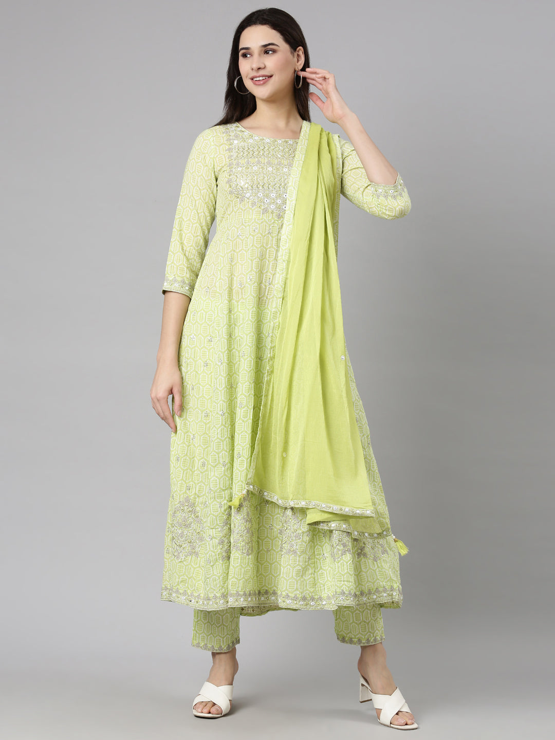 Neerus Yellow Regular Straight Floral Readymade suits – Neerus India