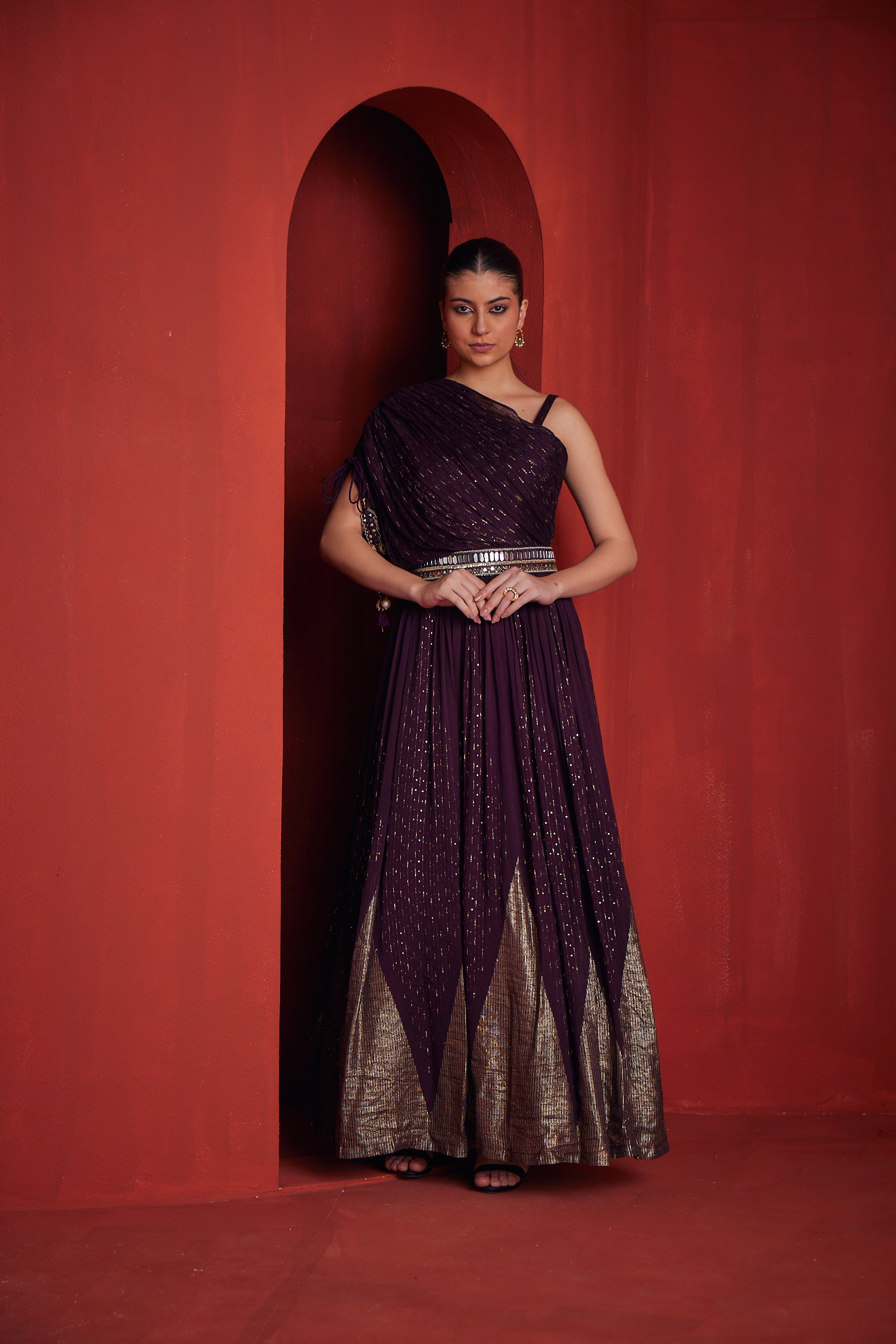 Neerus Maroon Solid Embellished Organza Straight Suit Set - Kurta ...