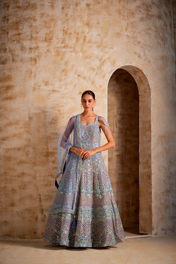 Neeru's Lilac Color Nett Fabric Gown – neerus-india