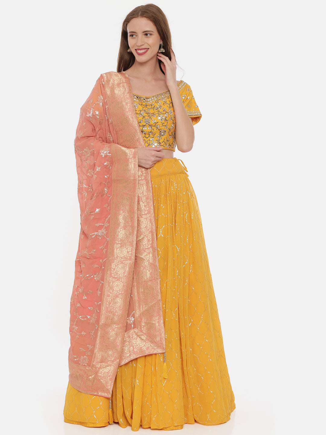 Neeru's Yellow Embellished Lehenga Set – Neerus India