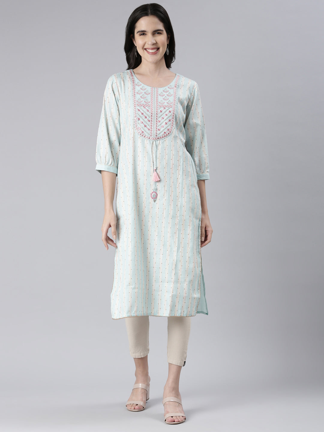 Neeru's Ferozi Straight Embroidered Cotton Kurtas – Neerus India