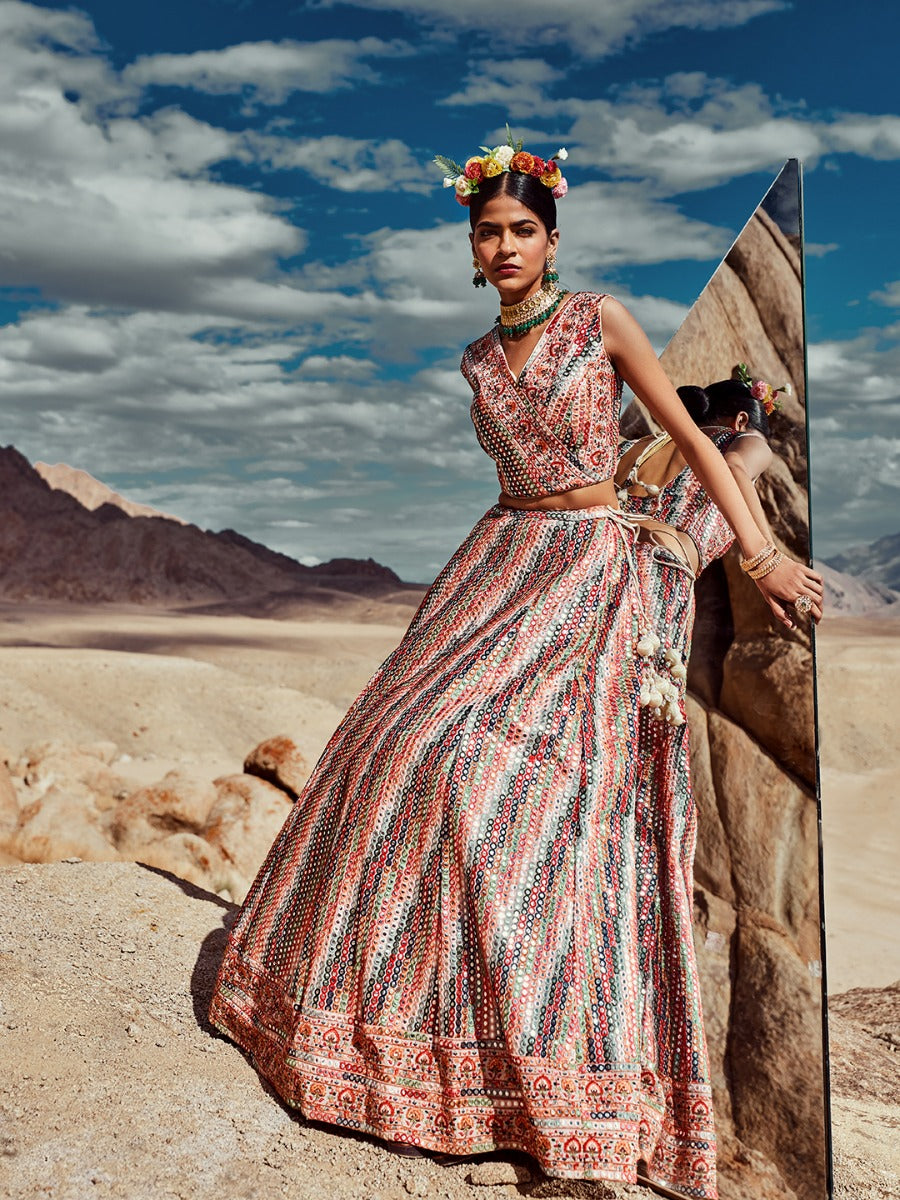 Neerus Ivory Color Georgette Fabric Ghagra Set – Neerus India